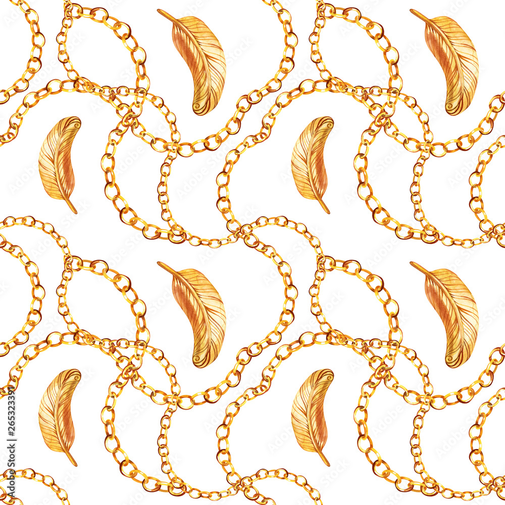gold chains seamless pattern. jewelry background. luxury illustration ...