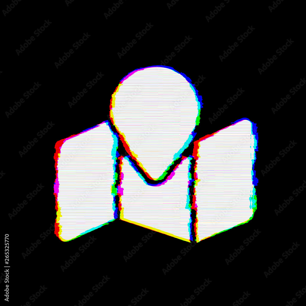 Symbol map marked has defects. Glitch and stripes Stock Illustration ...