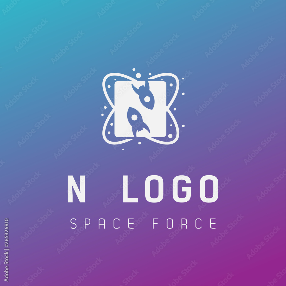 n initial space force logo design galaxy rocket vector in gradient ...