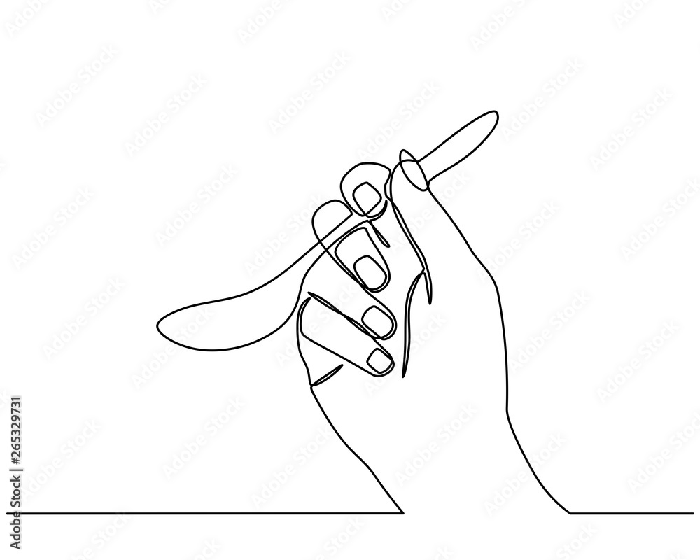 Vecteur Stock continuous line drawing of Hands holding a spoon ...