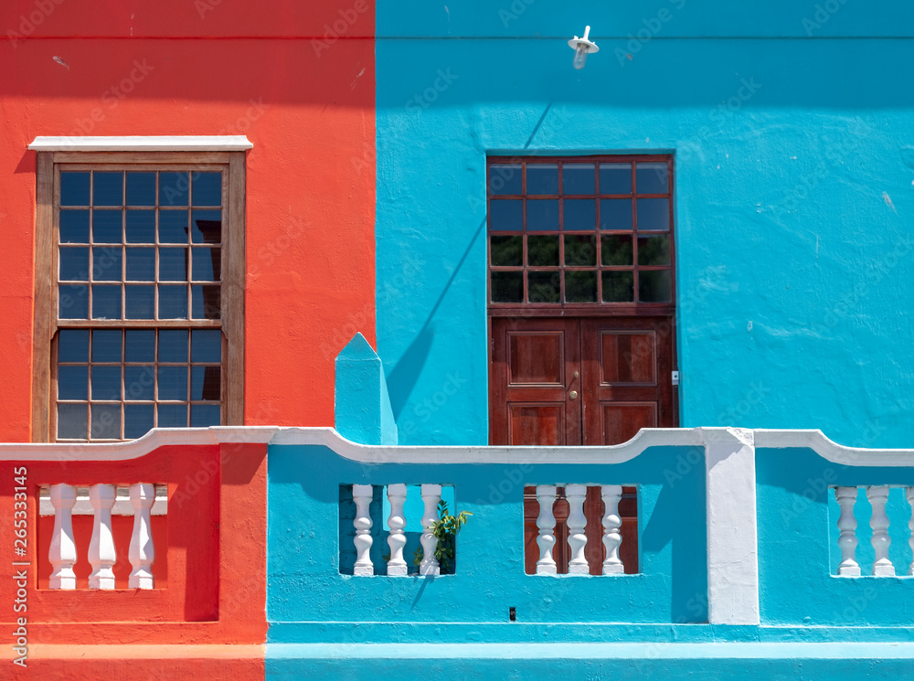 Detailed photo of buildings in the Malay Quarter, Bo Kaap, Cape Town ...