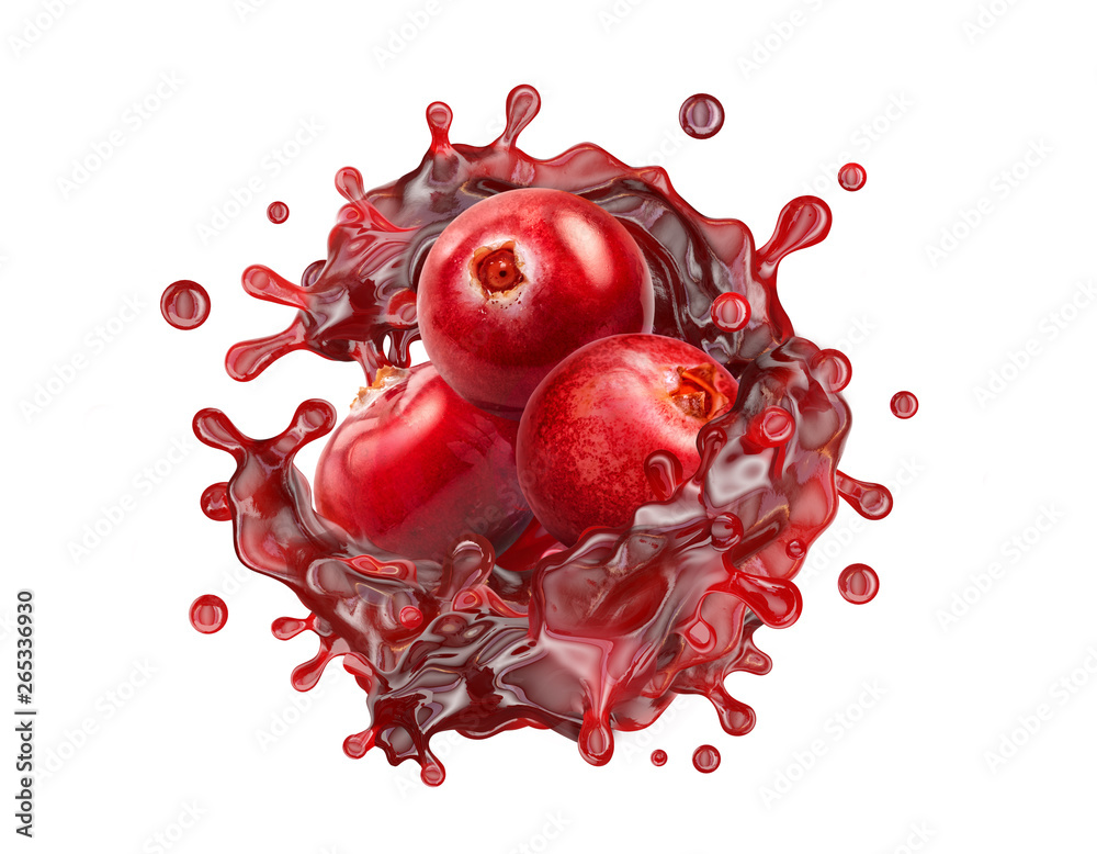 Fresh cranberry juice, smoothie or jam splash swirl with cranberries ...