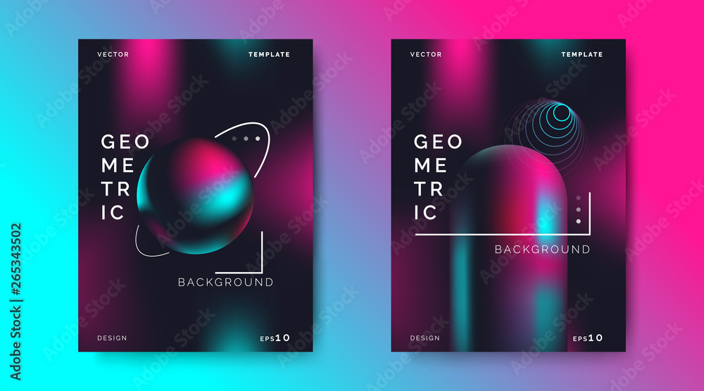futuristic poster cover flyer design with 3d shapes minimalism style ...