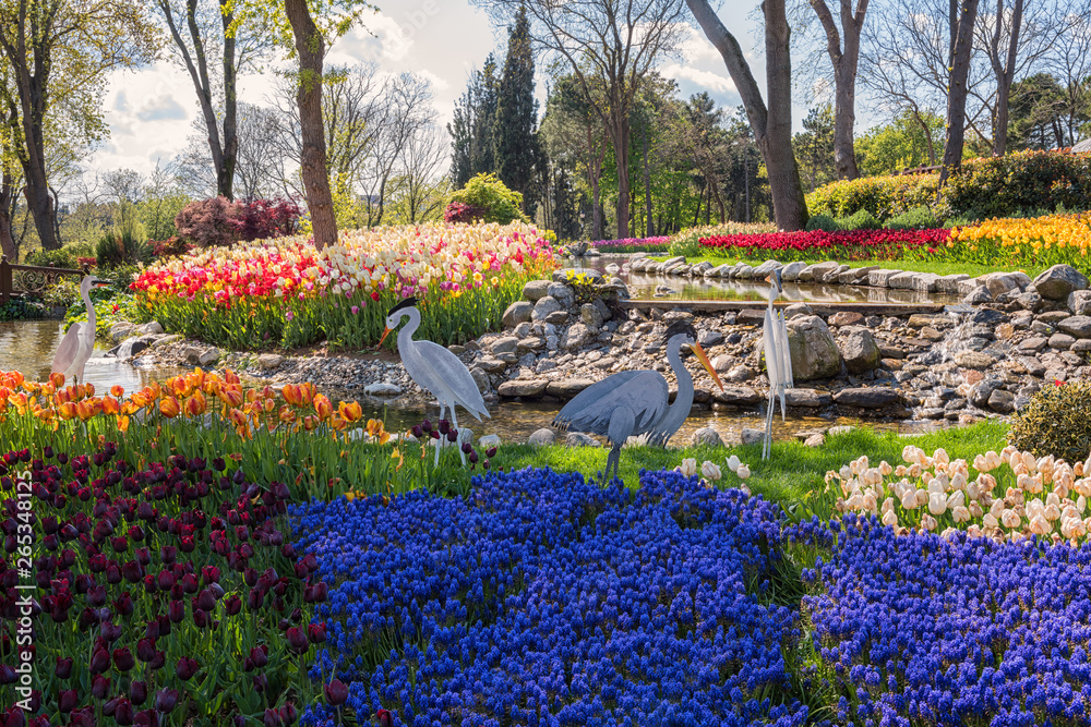Tulip festival in amazing flowering garden - famous turkish park ...