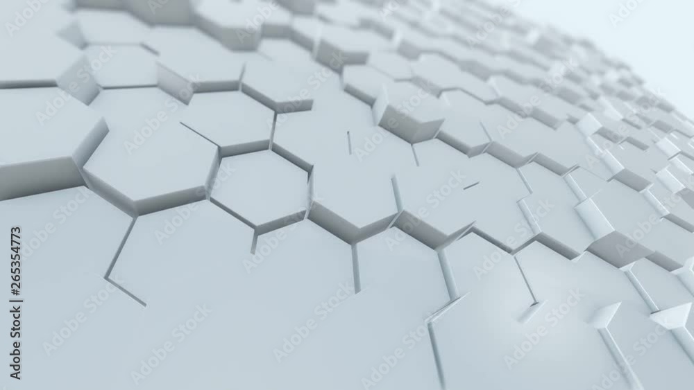 3D Abstract Hexagon Geometric Surface, light bright clean minimal hexagonal grid pattern, random ...