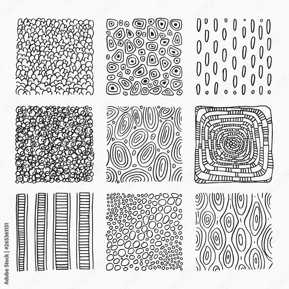 Hand drawn textures and brush strokes. Artistic collection of ...