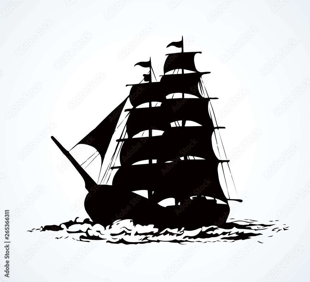Sailing vessel. Vector drawing Stock Vector | Adobe Stock