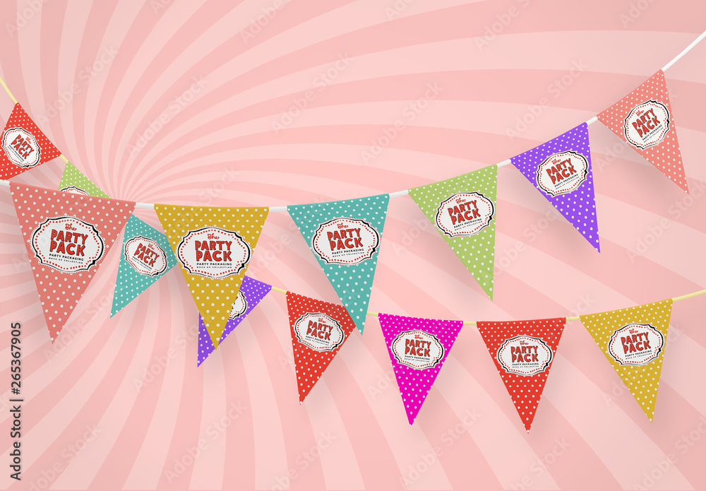 2 Bunting Flag Decorations Mockup Stock Template | Adobe Stock
