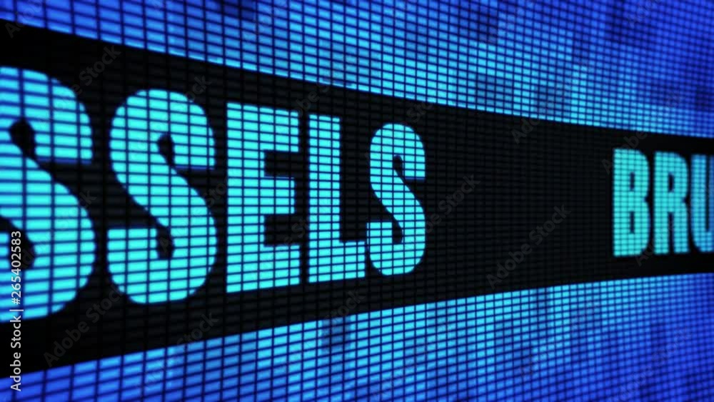 BRUSSELS Side Text Scrolling on Light Blue Digital LED Display Board ...