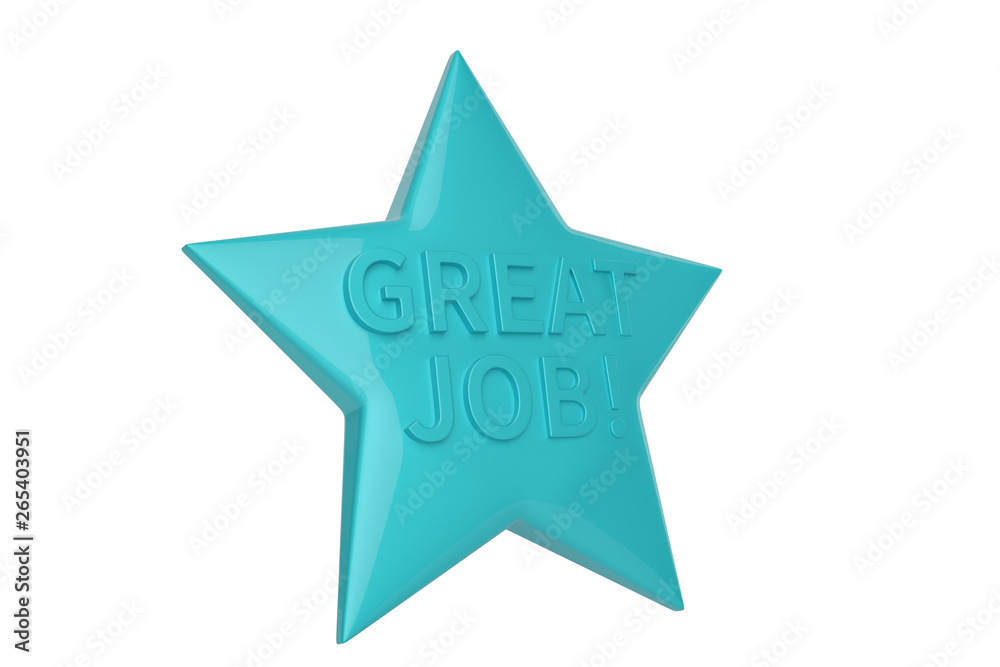 Great job star isolated on white background. 3D illustration. Stock ...