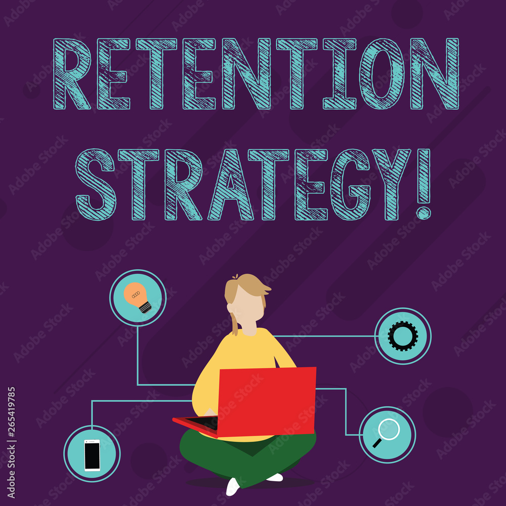 Writing note showing Retention Strategy. Business concept for ...