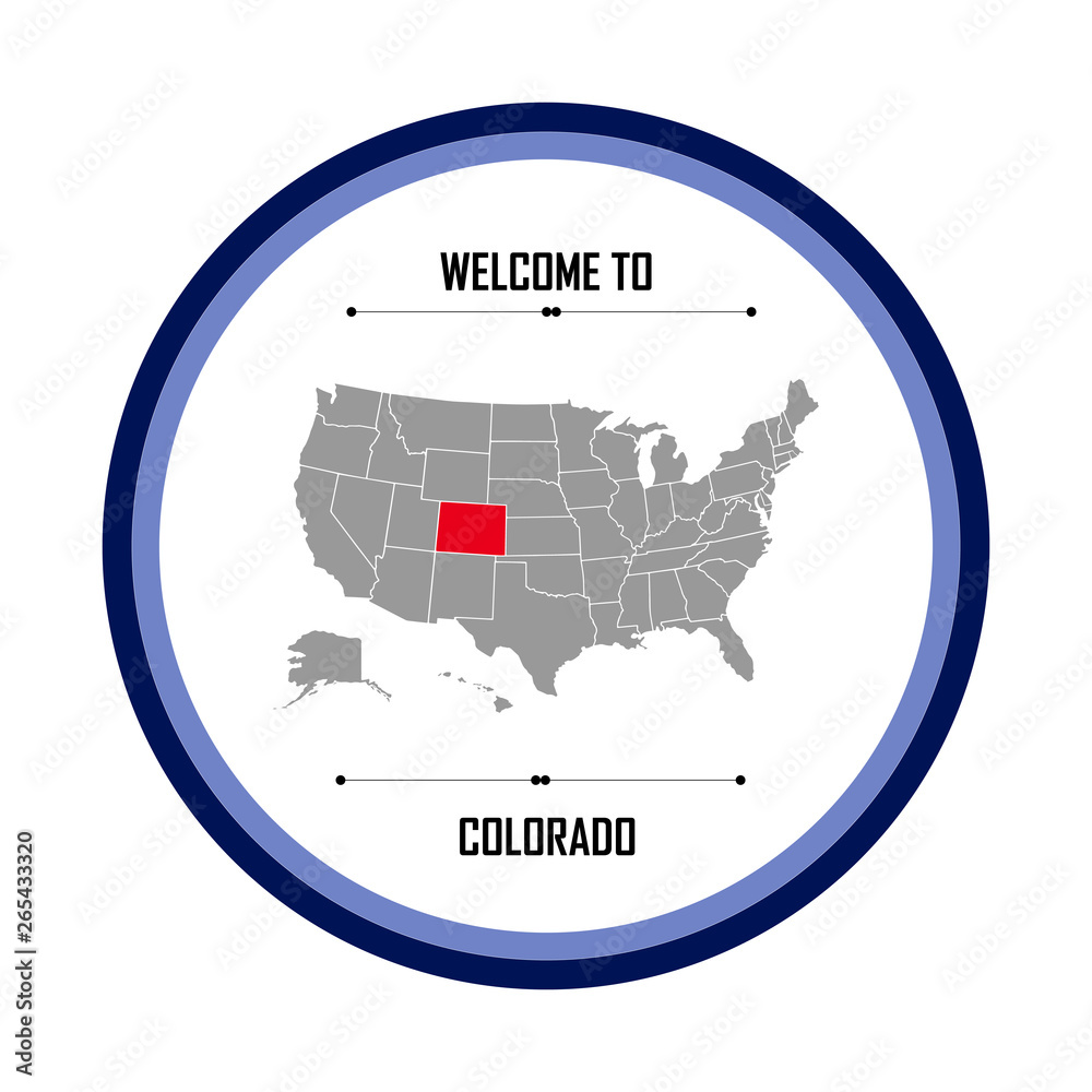 Colorado, Map of united states of america with landmark of Colorado ...