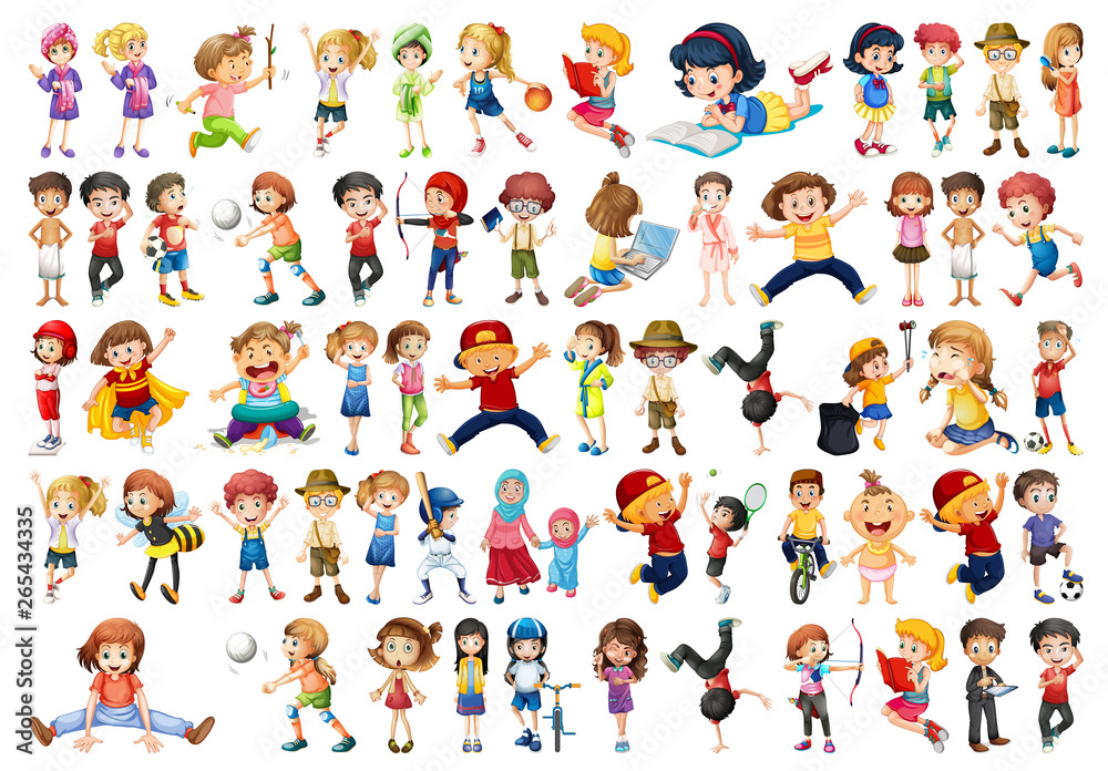Set of children character Stock Vector | Adobe Stock
