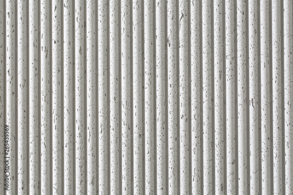 Old white ribbed concrete wall texture background. Horizontal picture ...