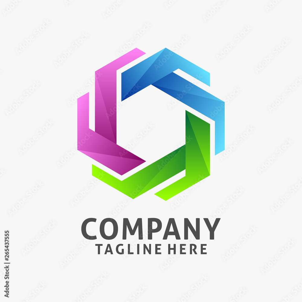 Abstract hexagonal round logo design Stock Vector | Adobe Stock