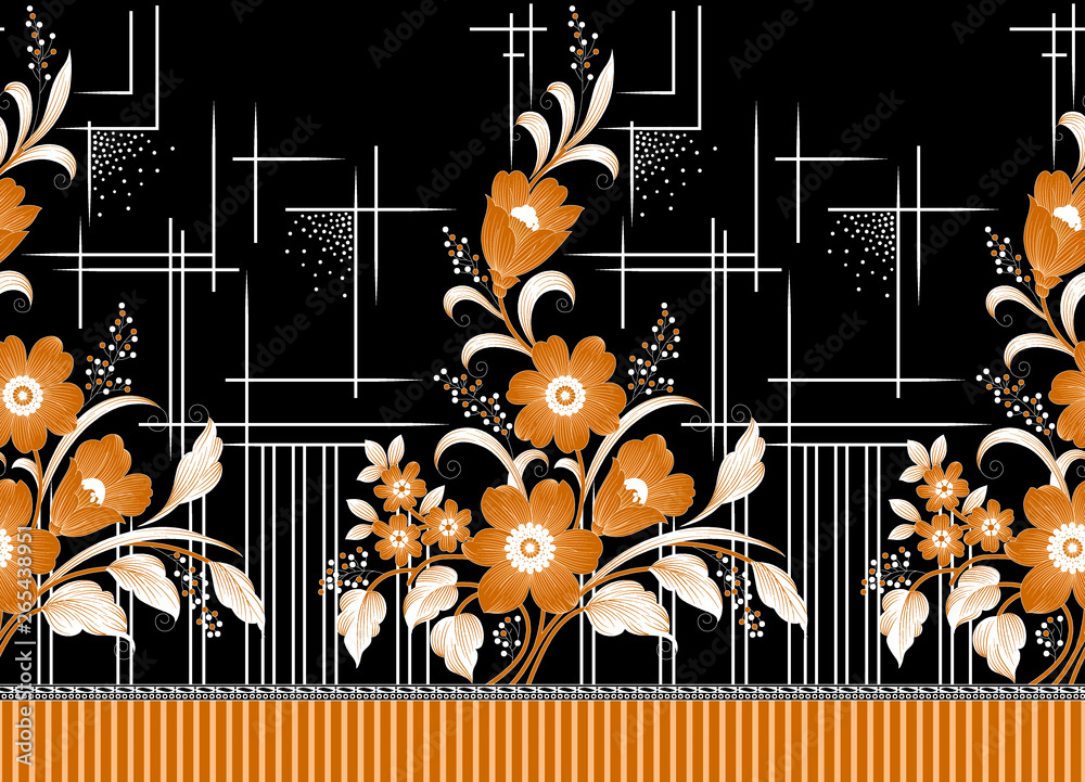 Seamless traditional indian textile flower border Stock Illustration ...