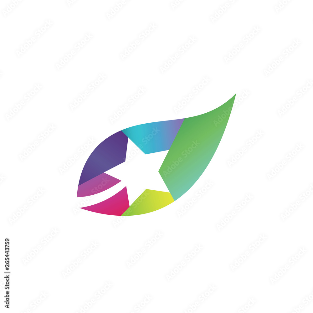 Creatif colorful star and leaf shapes logo - Vector logo template Stock ...