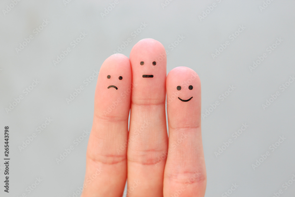 Fingers art of people. Concept of positive and negative emotions. Stock ...