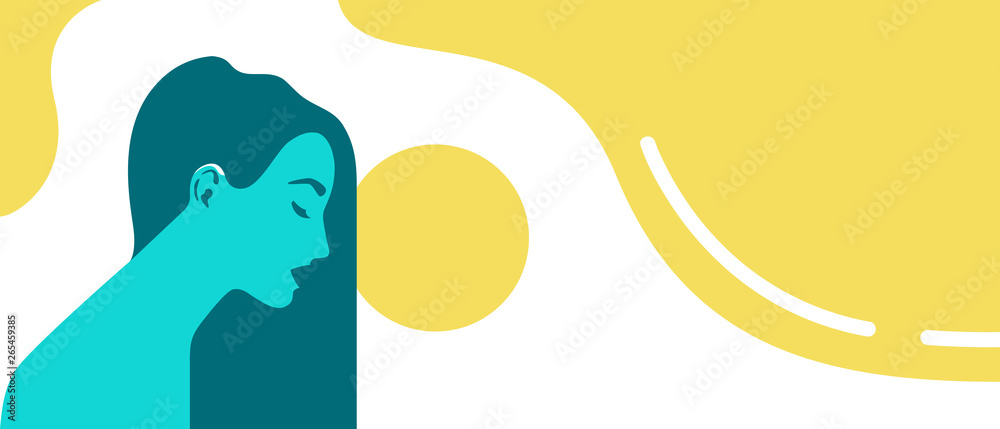 Woman. Silhouette of human. Stylized retro style. Pop art people. Side ...