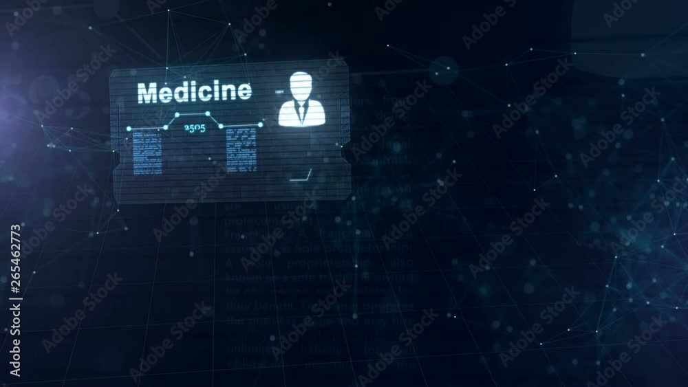 Abstract medical card with head shot and sign of heart rate, pressure ...