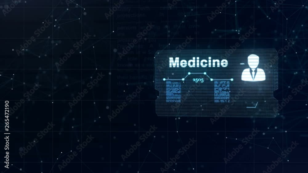 Abstract medical card with head shot and sign of heart rate, pressure ...