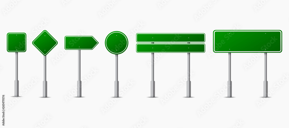 Set of road signs isolated on transparent background. Vector ...