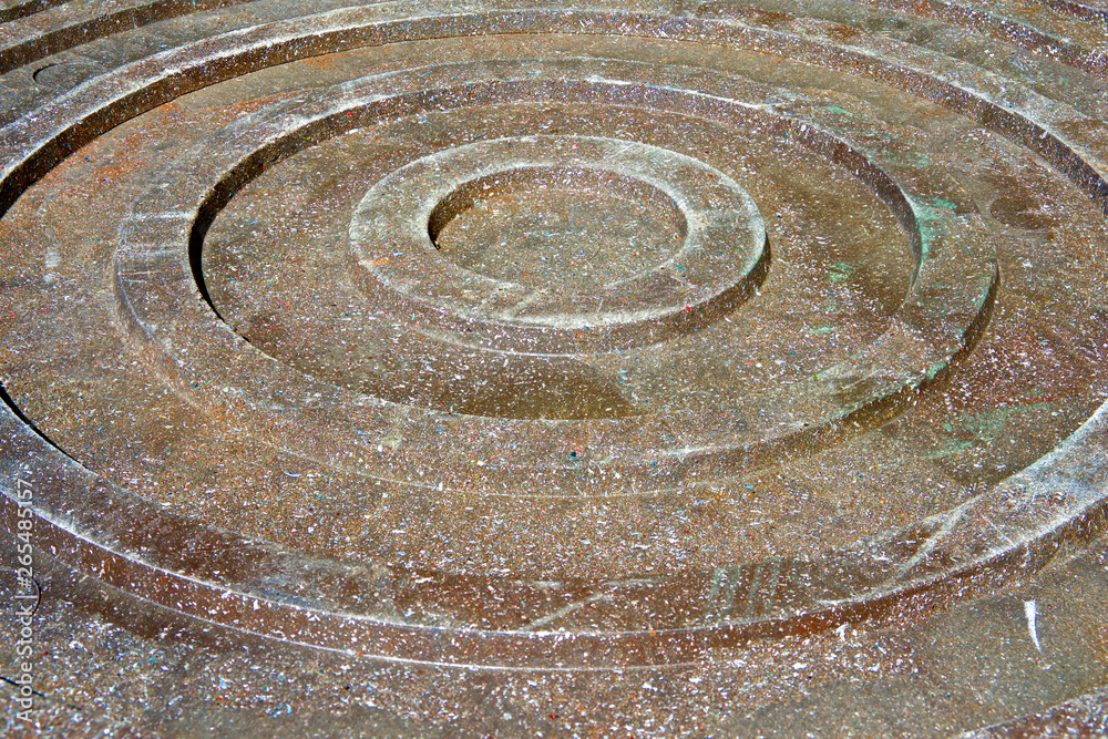 A fragment of the ring of the inspection sewer manhole made of polymer ...