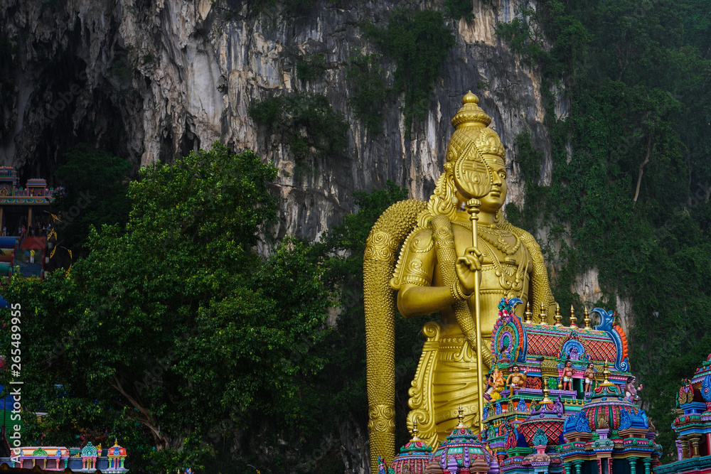 Batu cave, statue of Lord Murugan in Malaysia. Colorful steps at the ...