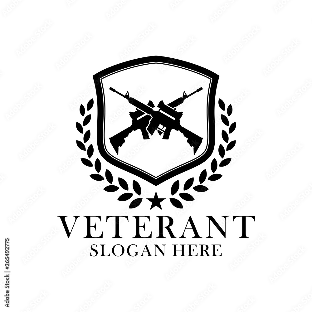Veteran weapon Honor shield Icon vector logo design template for ...