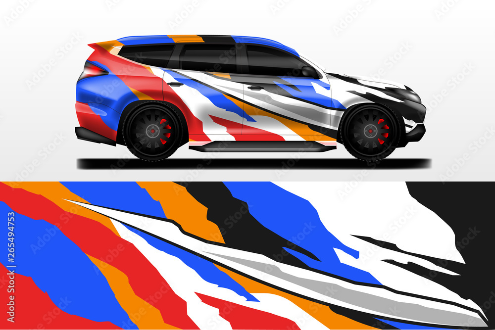 Car decal design vector. Graphic abstract stripe racing background kit ...