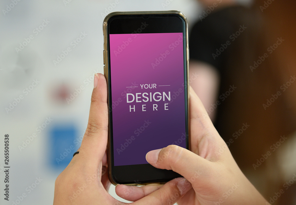 Hands Holding Smartphone Mockup Stock Template | Adobe Stock