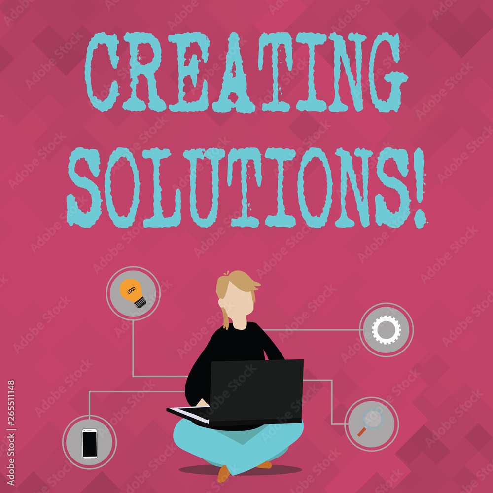 Writing note showing Creating Solutions. Business concept for Make ways ...
