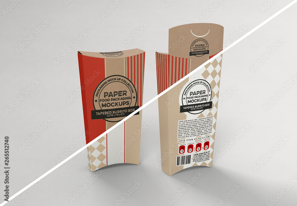 Tapered Burrito Box Mockup Stock Template | Adobe Stock