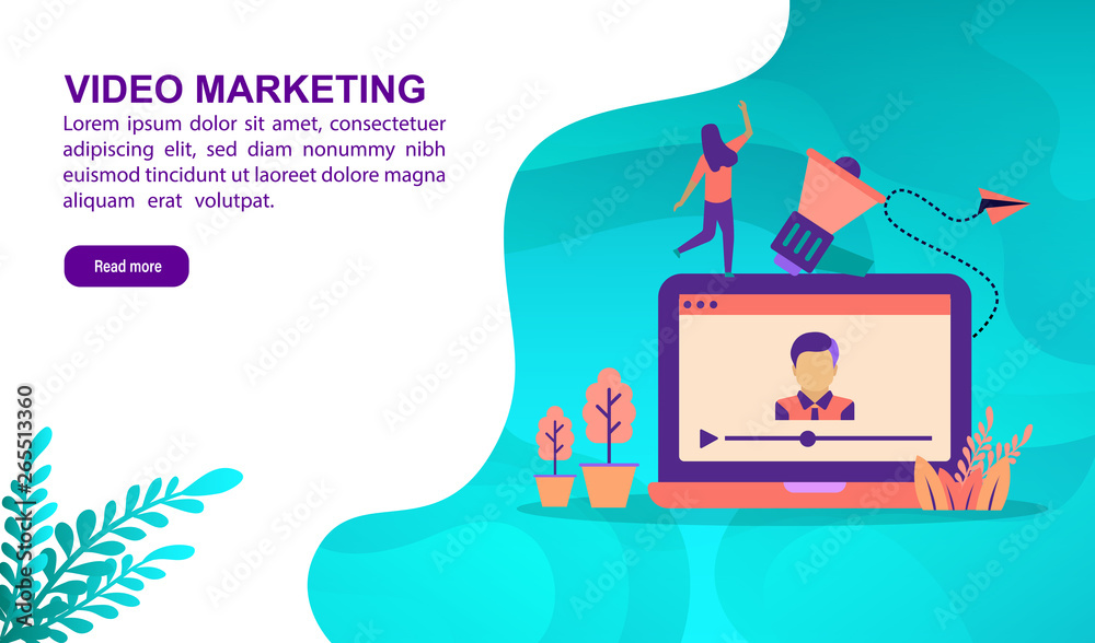 Video marketing illustration concept with character. Template for ...