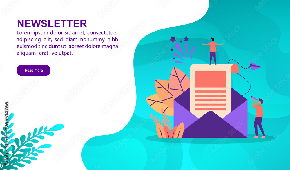 Newsletter illustration concept with character. Template for, banner ...