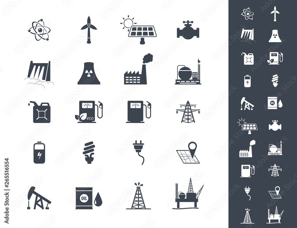 Power and Energy icons set. Stock Vector | Adobe Stock