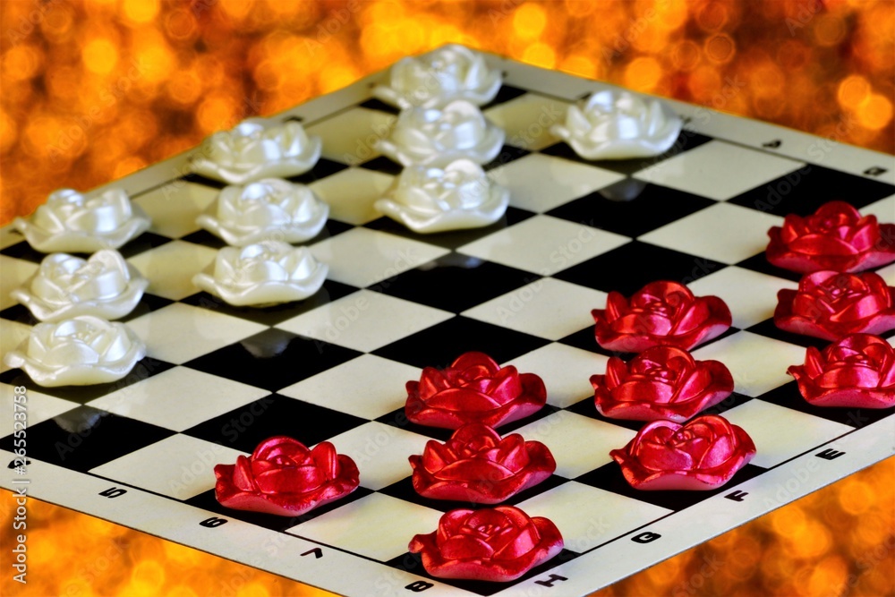 Checkers of roses on a checkered Board, the competition on a festive ...