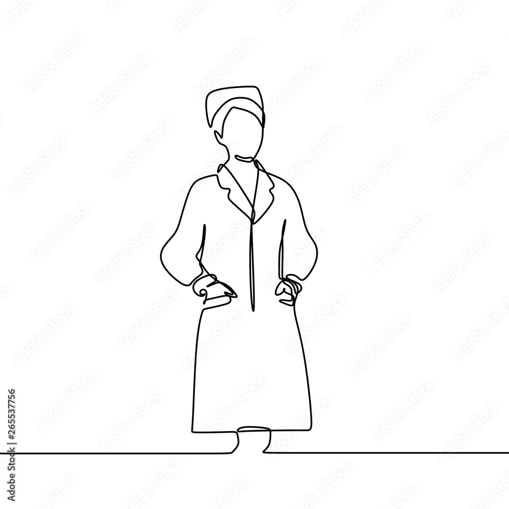 Nurse continuous line drawing medicinal doctor one hand drawn isolated ...