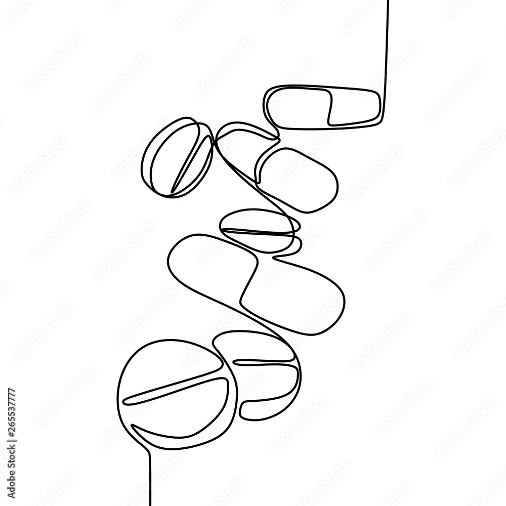 Medicine one continuous line drawing minimal design Stock Vector ...