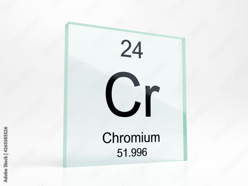 Chromium element symbol from periodic table on glass icon - realistic ...
