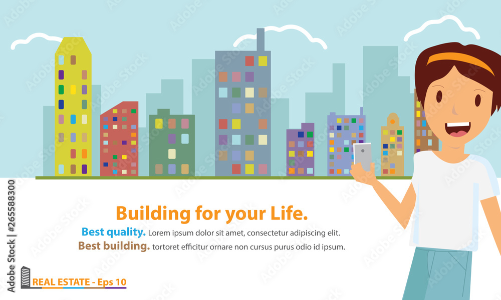 Modern real estate of architectural building design, city scene, design ...