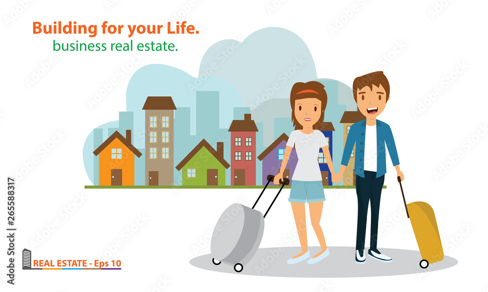 Modern real estate of architectural building design, city scene, design ...