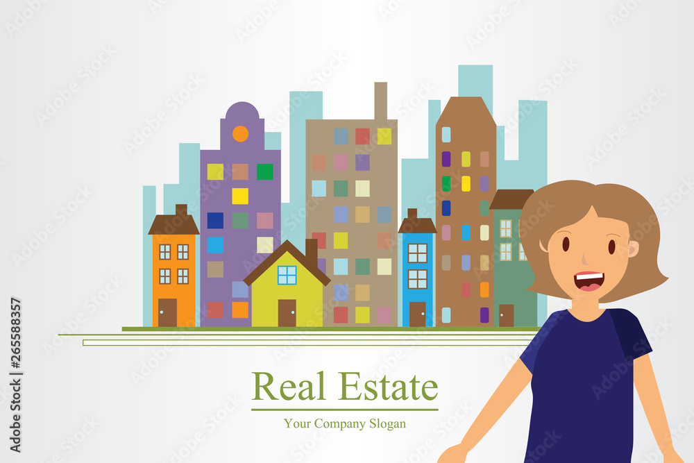 Modern real estate of architectural building design, city scene, design ...