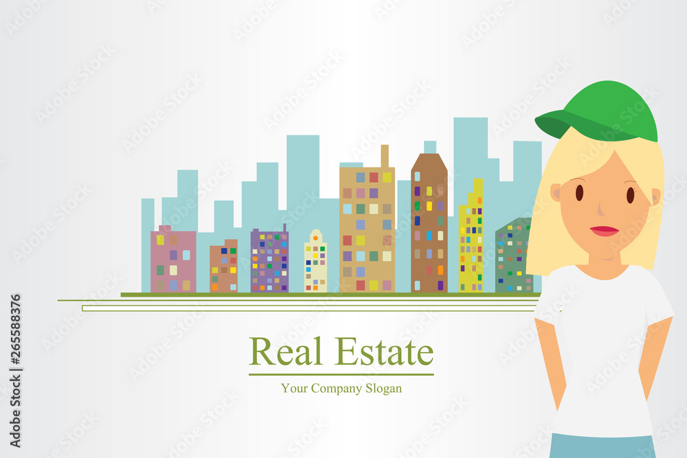 Modern real estate of architectural building design, city scene, design ...