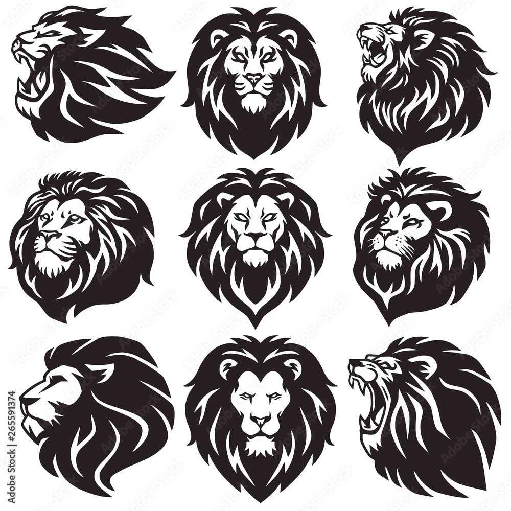 Lion Logo Set Collection Package Premium Vector Design Stock Vector ...