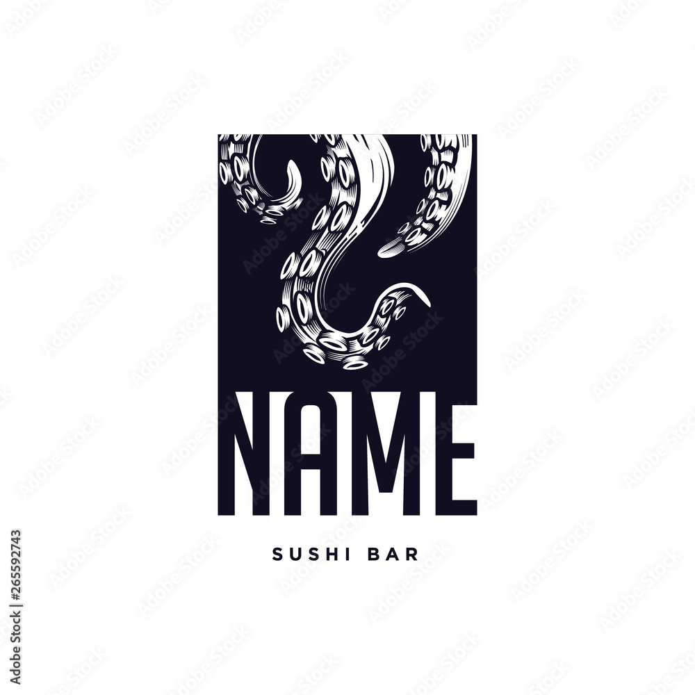 Octopus tentacles logo concept. Hand drawn vector illustration of an ...