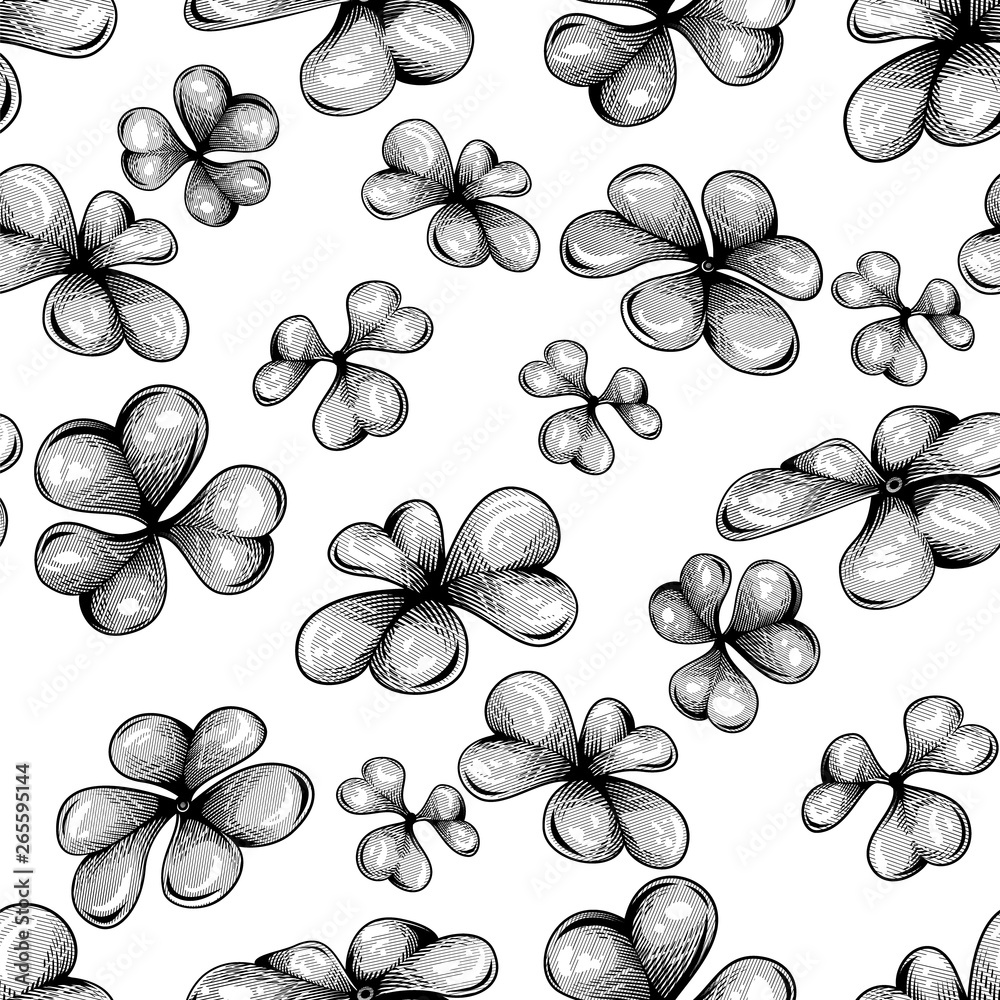 Clover leaves seamless pattern. Vector illustration of clover plant in ...