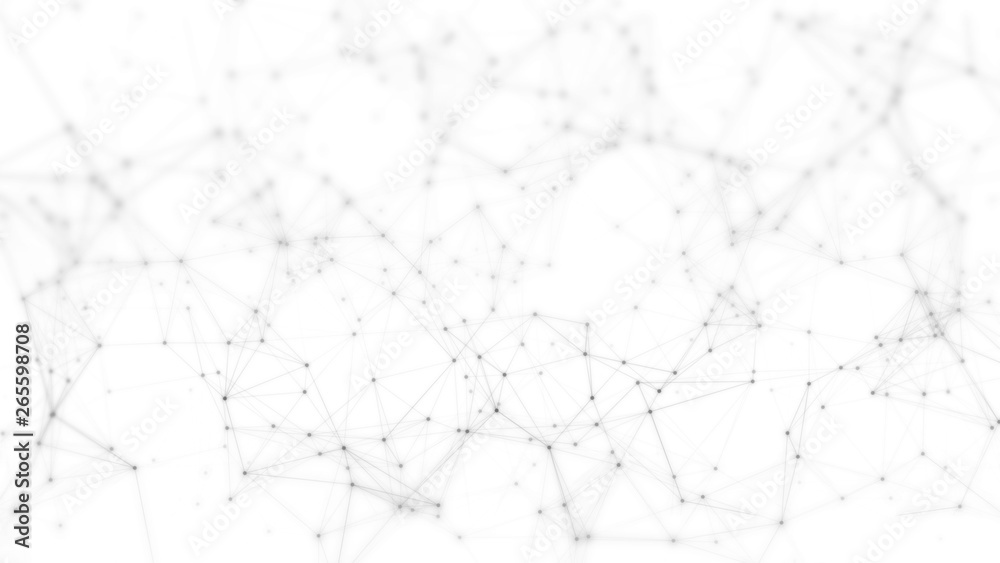 3D Rendering of Abstract polygonal space low poly network nodes with ...