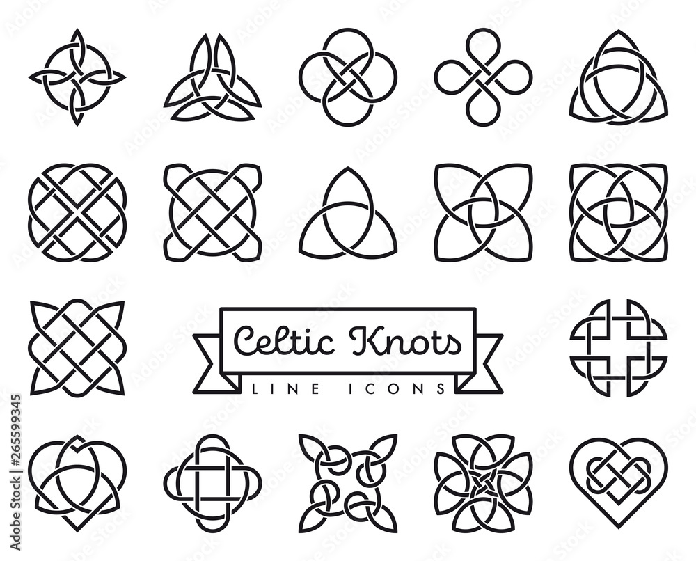 Celtic knots vector line icons set Vektor Stok | Adobe Stock
