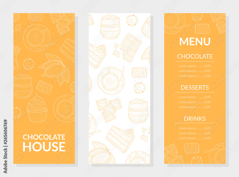 Chocolate House Menu Card Template, Chocolate, Desserts and Drinks ...